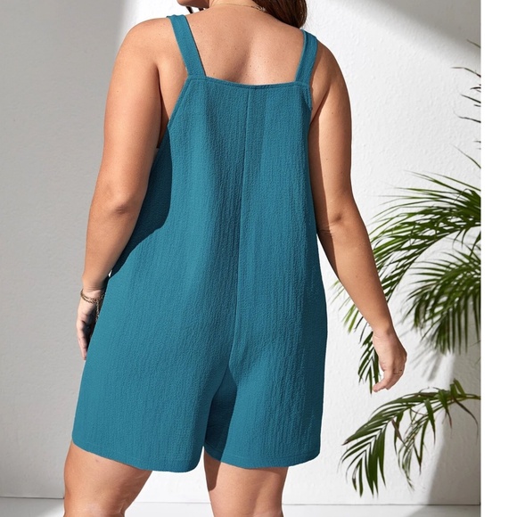 Pants & Jumpsuits | Plus Solid Shoulder Knot Pocket Romper | Poshmark